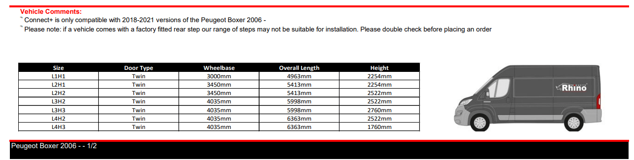 Peugeot Boxer Rear Door Ladder 2006 > 2023 H2- Rhino Roof Rack Access ...